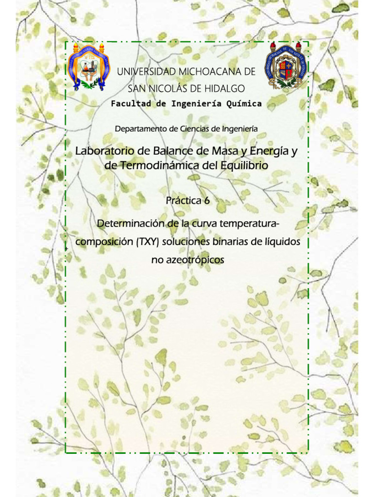 Curva TXY en Soluciones Binarias | PDF | Química | Ciencias fisicas