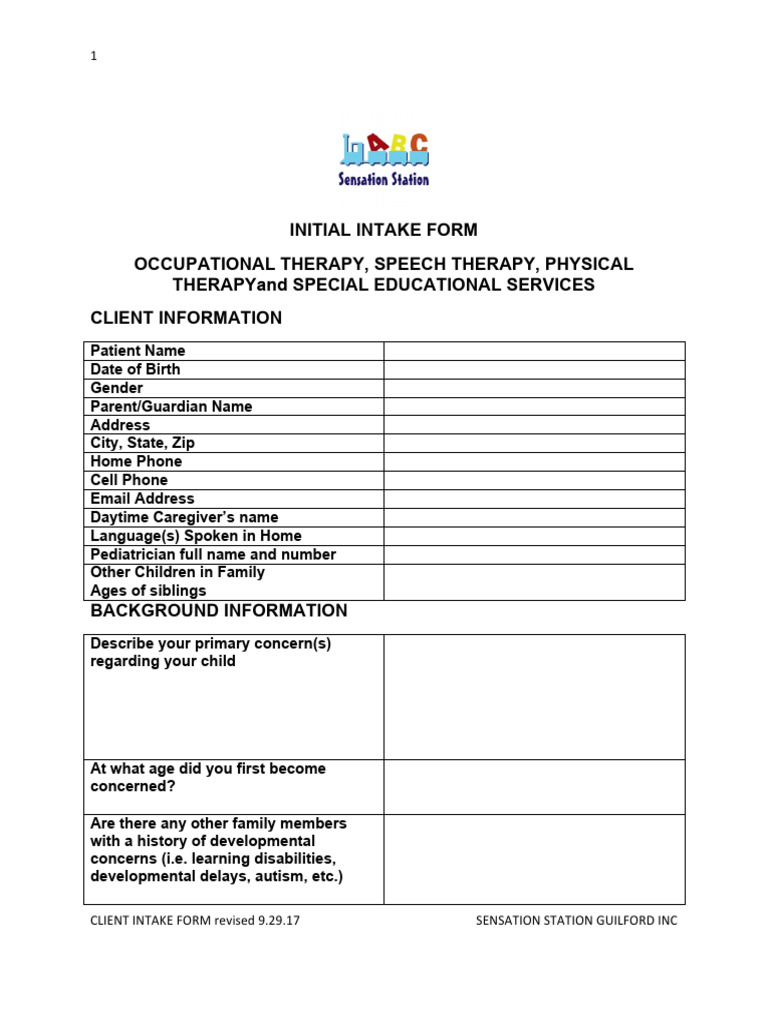 Initial Intake Form | PDF | Pregnancy | Childbirth