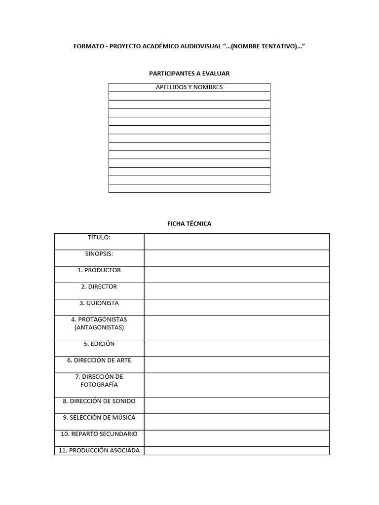 FORMATO - Proyecto de Cine | PDF | Violación | Prisión