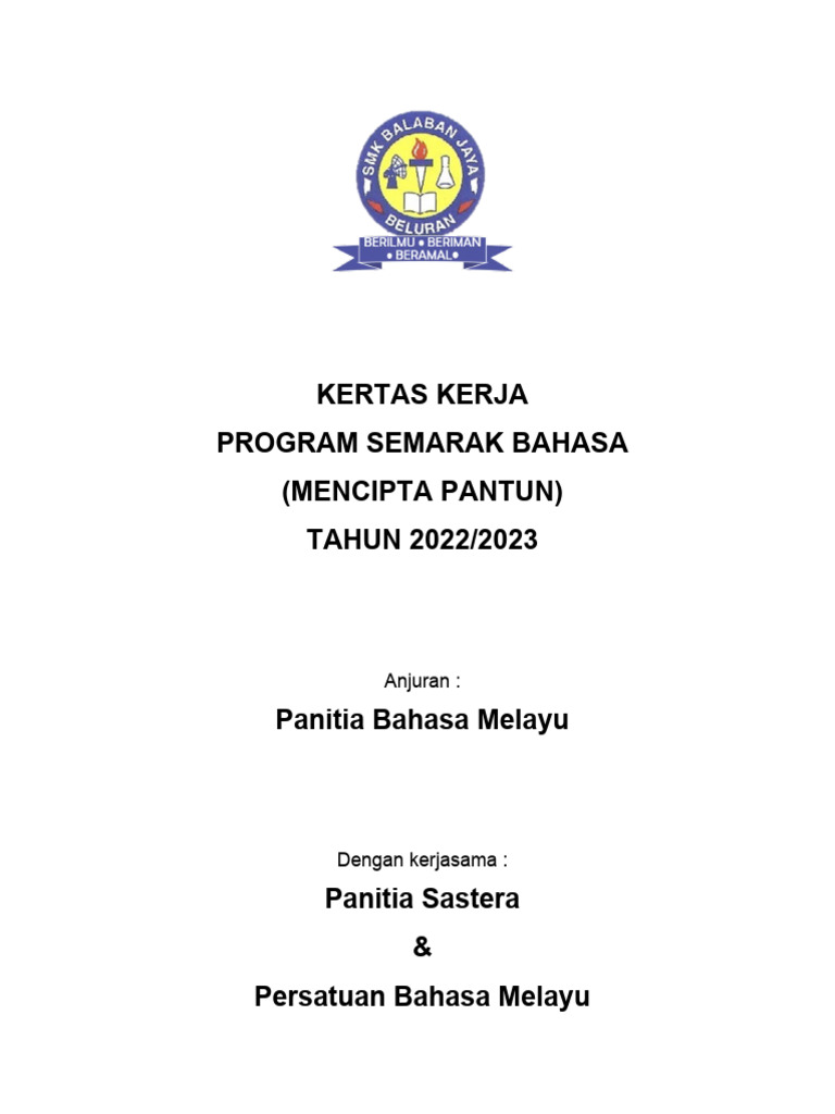 BM - Kertas Kerja Program Semarak Bahasa 2023 | PDF