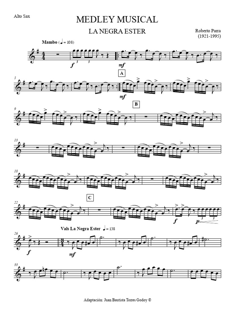 Medley La Negra Ester 2 - Alto Sax | PDF