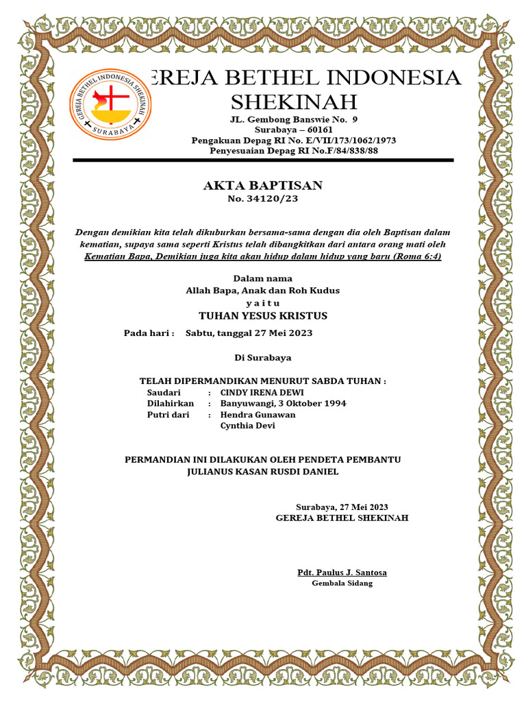 Gereja Bethel Indonesia | PDF