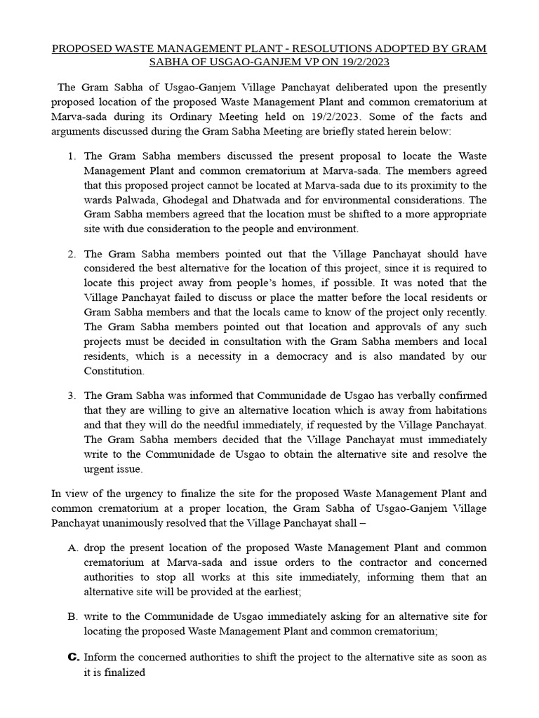 Resolution Garbage Plant | PDF | Home & Garden