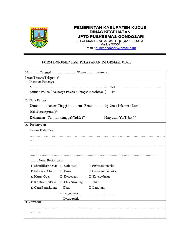 Form Dokumentasi Pelayanan Informasi Obat | PDF | Pengembangan Diri ...