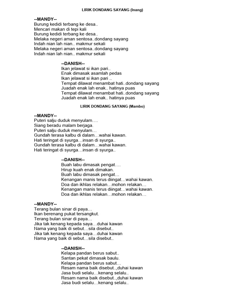 Lirik Dondang Sayang | PDF