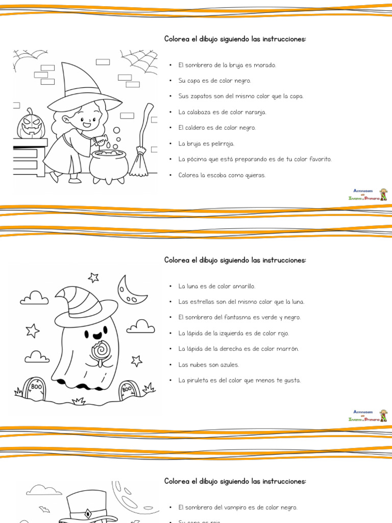 Colorear Dibujos Halloween Instrucciones | PDF