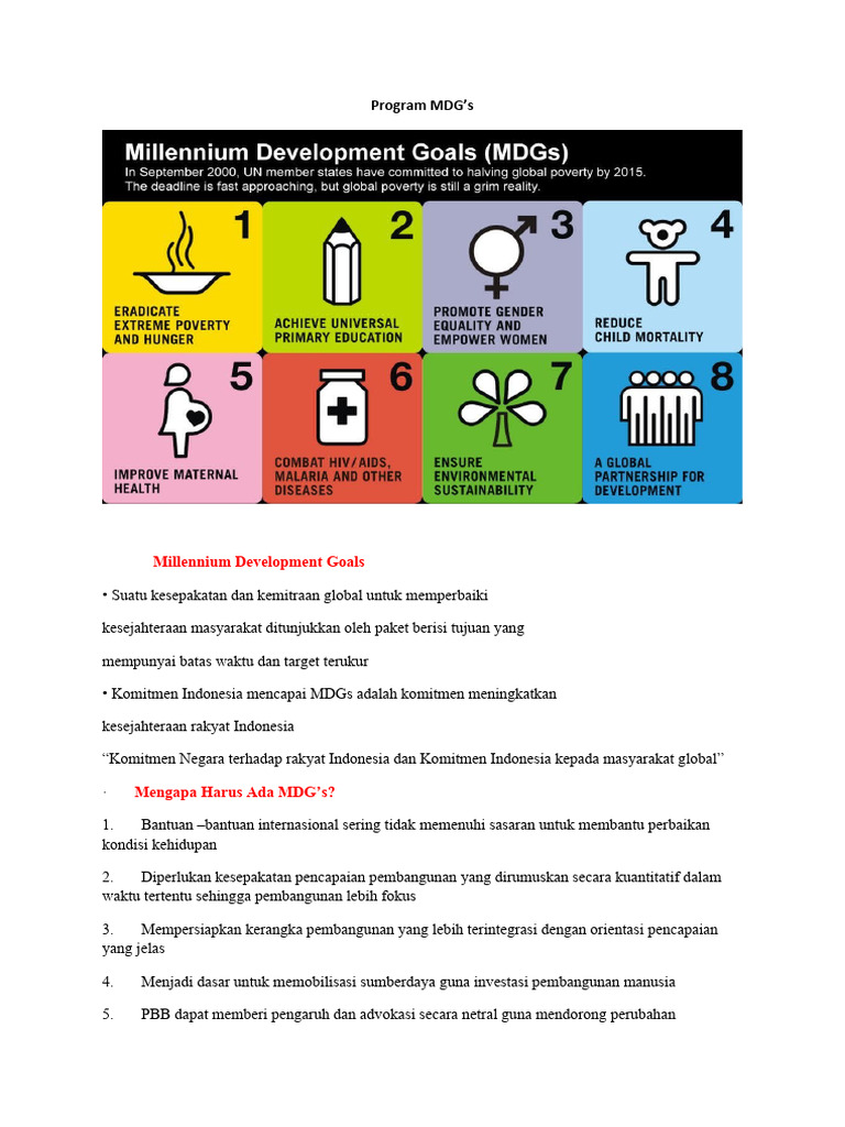 Komitmen Indonesia Terhadap MDGs dan SDGs | PDF | Bisnis
