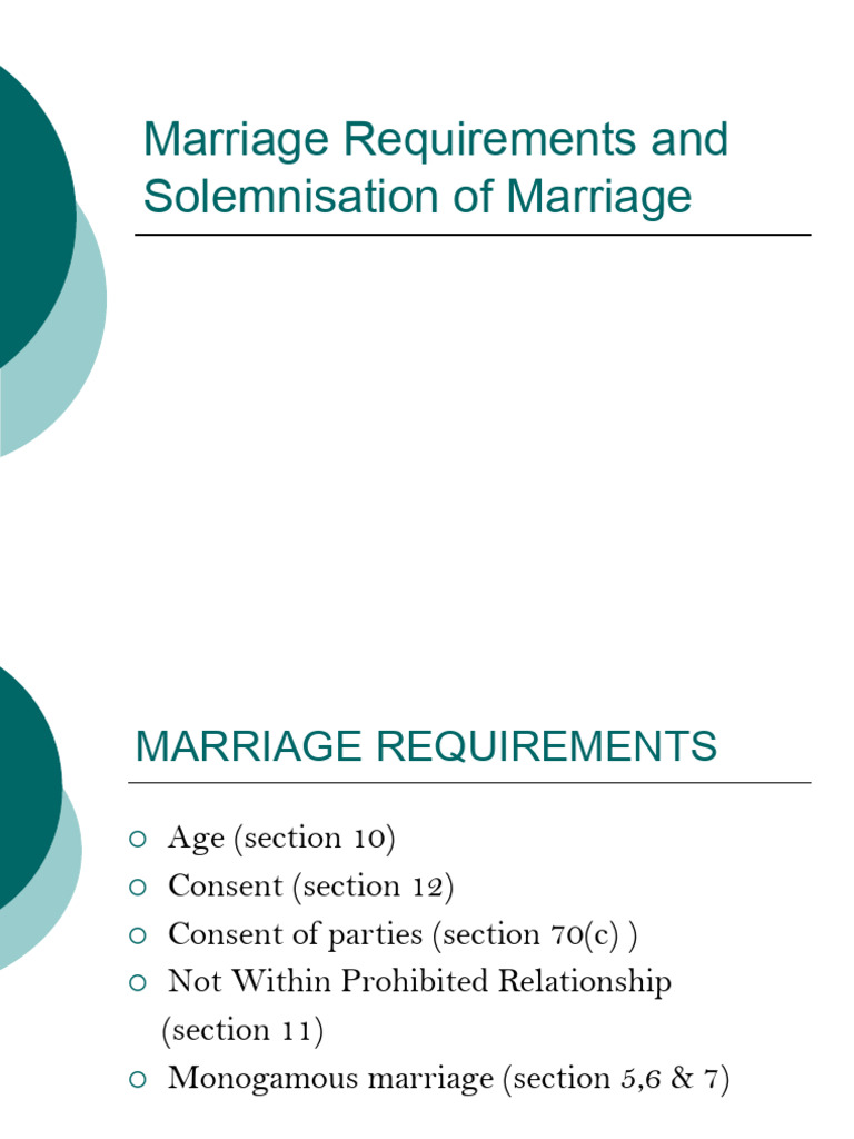 Chapter 3 Marriage Requiremnt & Solemnisation of Marriage | PDF ...