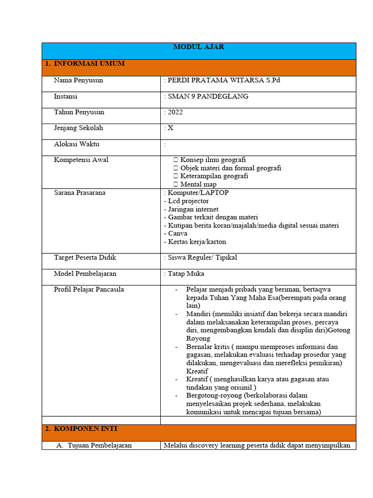Modul Ajar Geografi | PDF