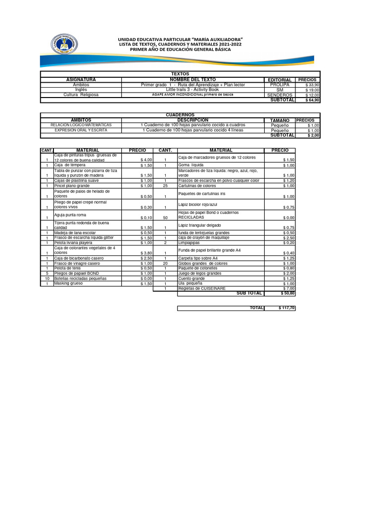 1roegb Lista de Tiles 2021 2022 | PDF