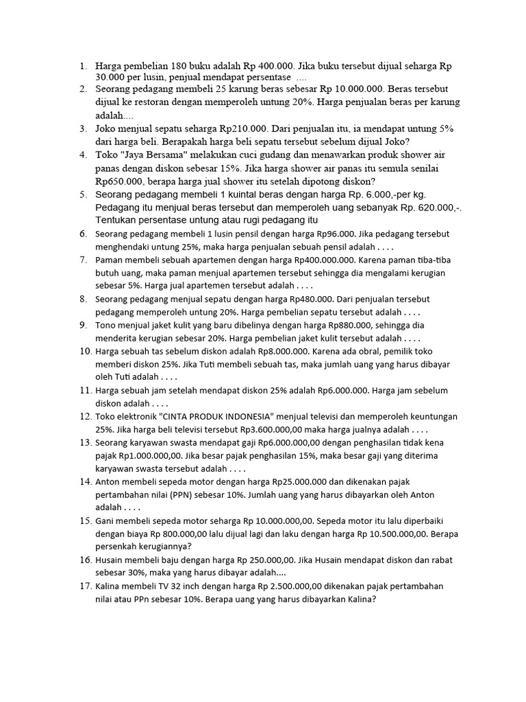 Soal Untung Rugi | PDF