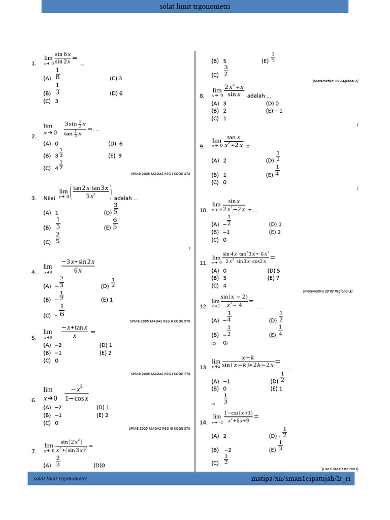 Limit Trigonometri | PDF
