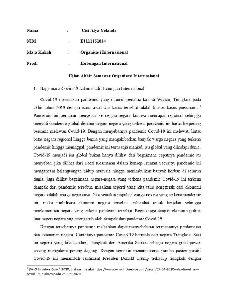 Uas Organisasi Internasional Cici Alya Hi'15 | PDF