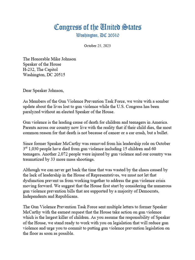 Letter From House Democrats To House Speaker Mike Johnson | PDF ...