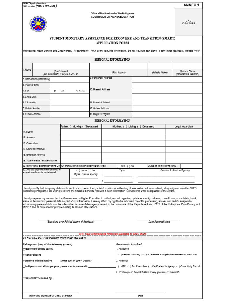 CHED SMART-Application Form | PDF
