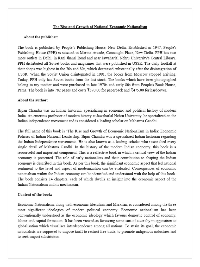 The Rise and Growth of National Economic Nationalism | PDF