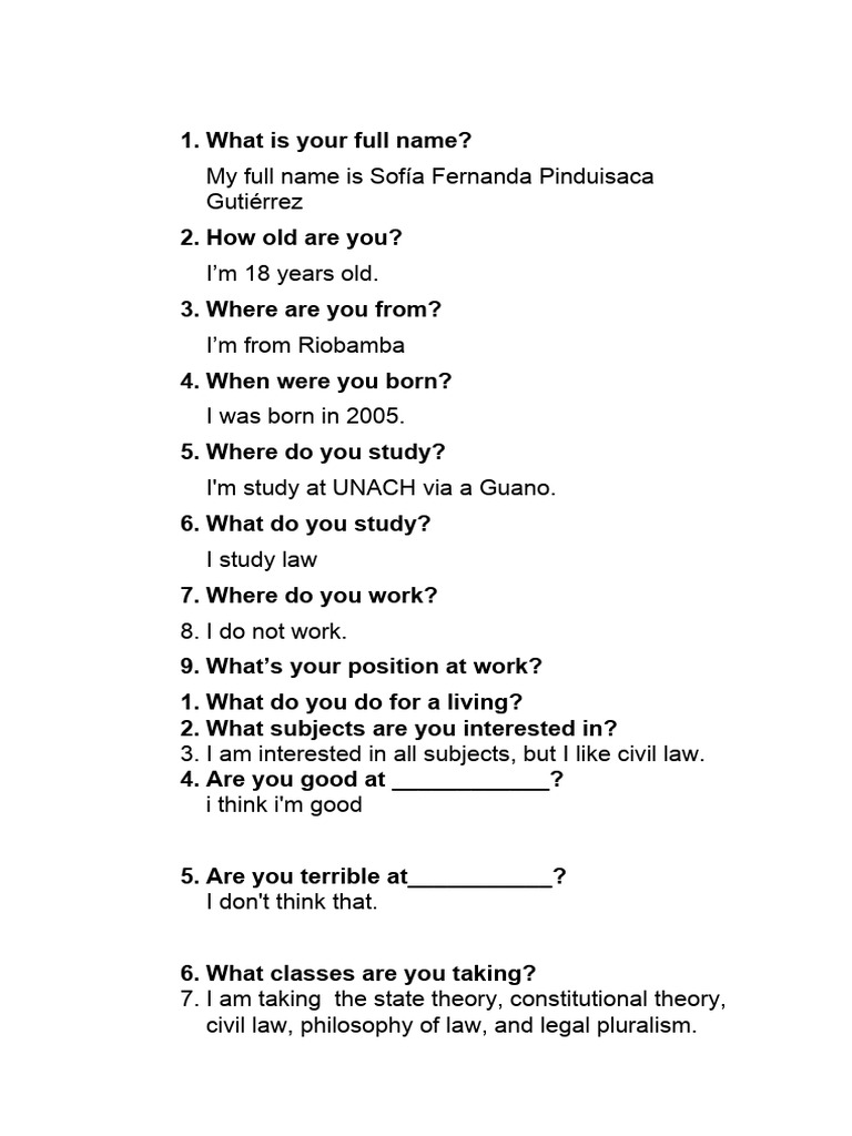 50 Questions Speaking Practice | PDF