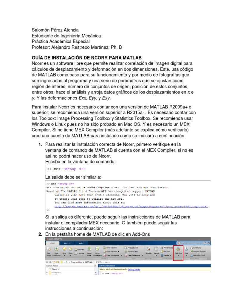 Gu - A de Instalaci - N y Uso Ncorr | PDF | Ventana (informática) | Matlab
