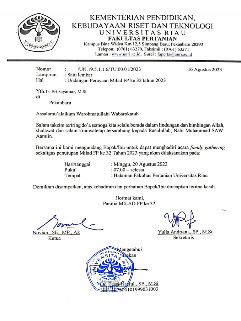 Undangan Milad FP 2023 (Eri Sayamar) | PDF
