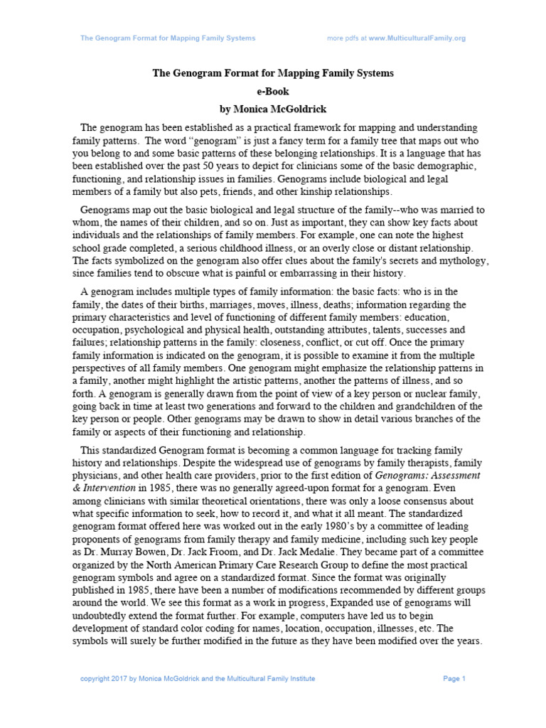 McGoldrick, M. (2017) The Genogram Format For Mapping Systems | PDF ...