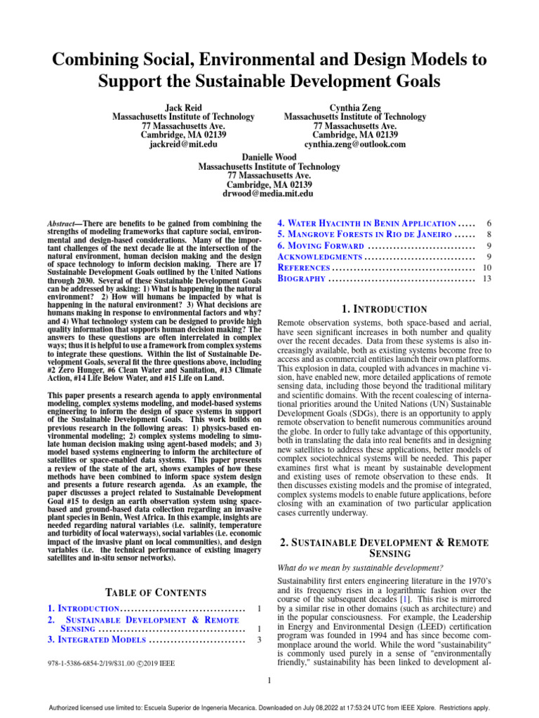 Combining Social Environmental and Design Models To Support The ...