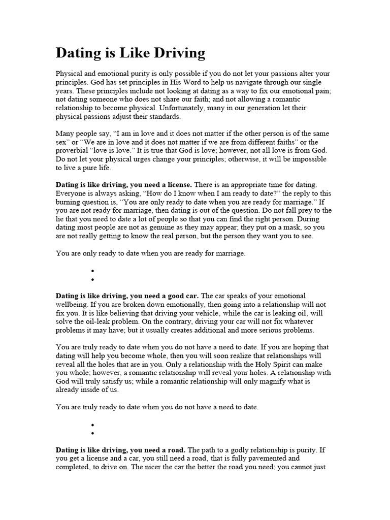 Dating Is Like Driving | PDF | Love