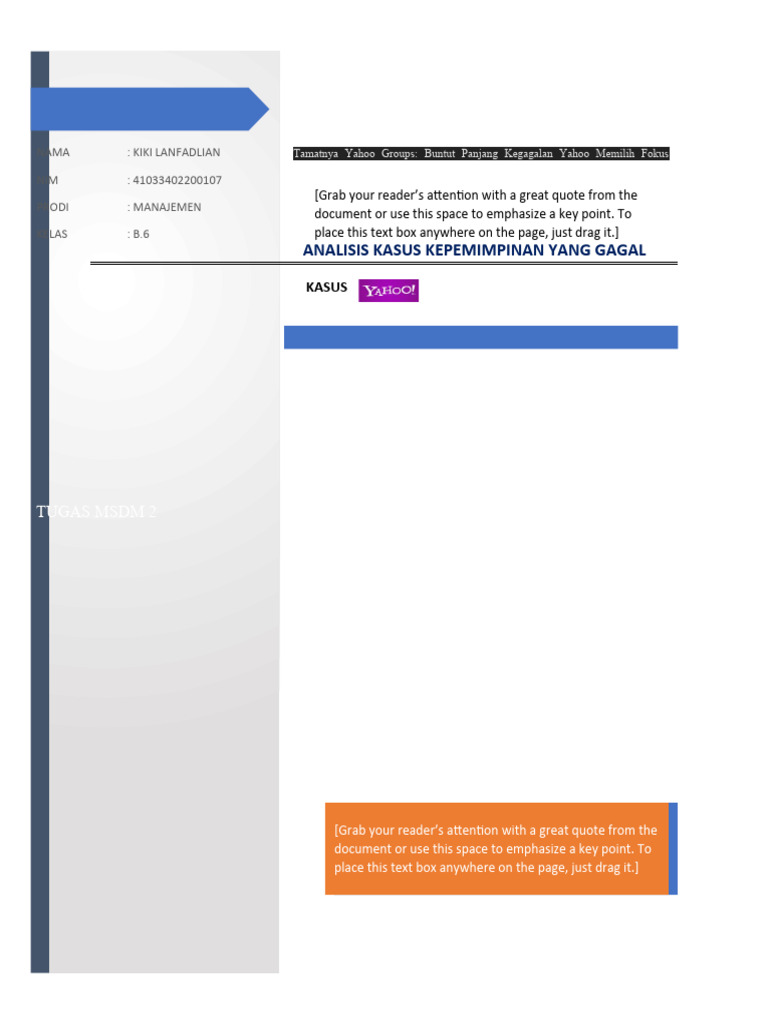 Analisis Kasus Kepemimpinan Yang Gagal | PDF | Self-Improvement
