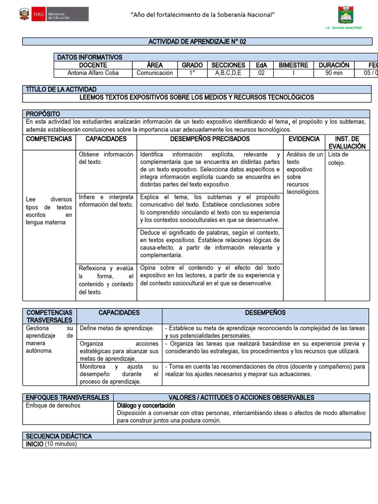 ACTIVIDAD 2 - EdA 2 - 1° GRADO - DM | PDF
