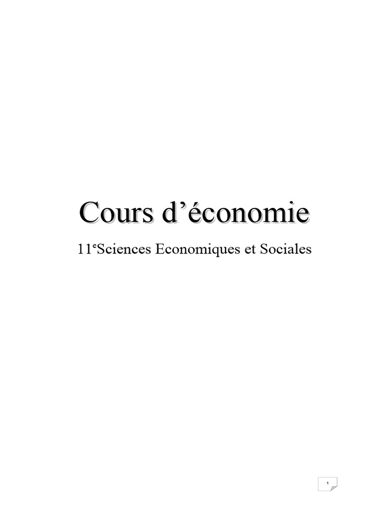 Cours D'economie - 11e Ses - Corrige | PDF