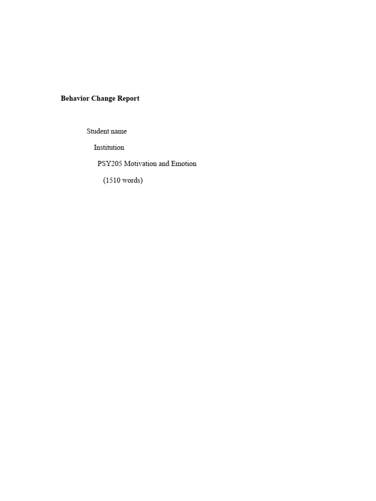 Behavior Change Report | Download Free PDF | Anger | Behavior