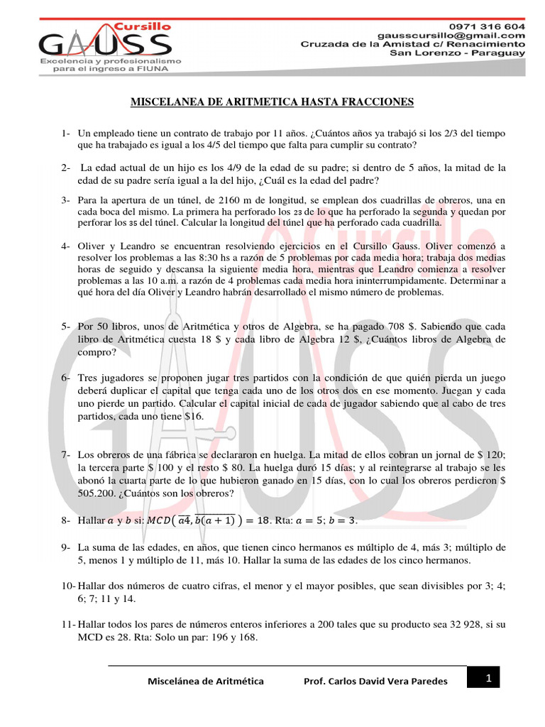 Miscelanea Hasta Fracciones | PDF | Matemáticas | Aritmética