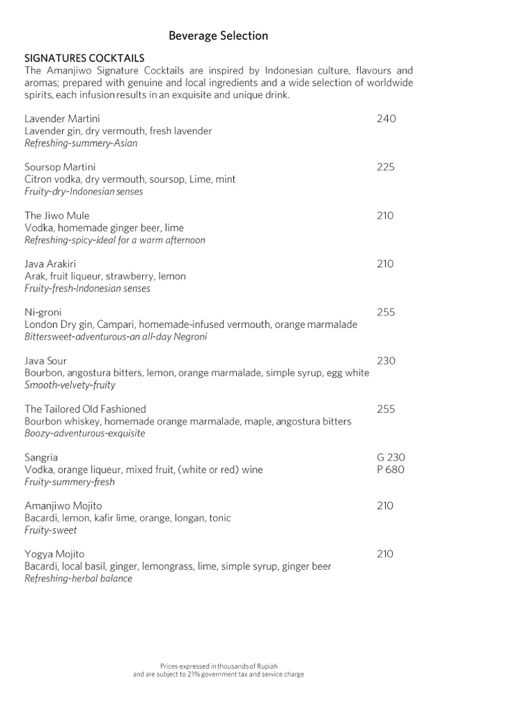 Beverage Menu-2022 | PDF