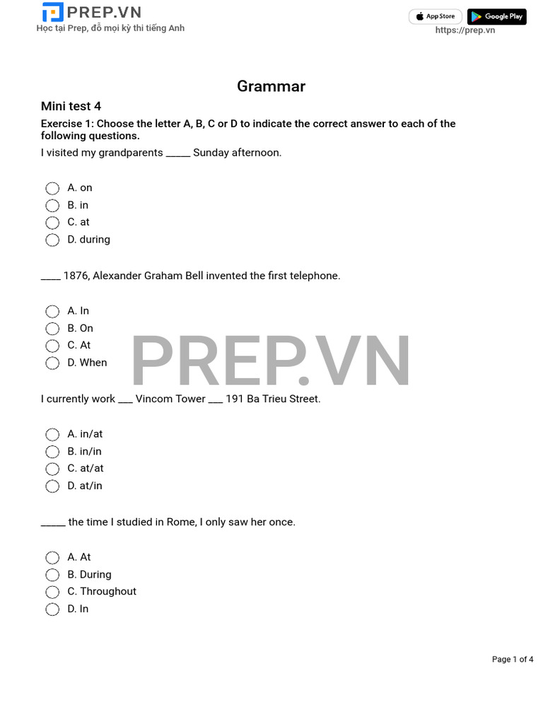 Grammar Mini Test with Exercises | PDF