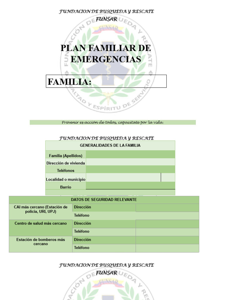 Plan Familiar de Emergencias Completo | PDF