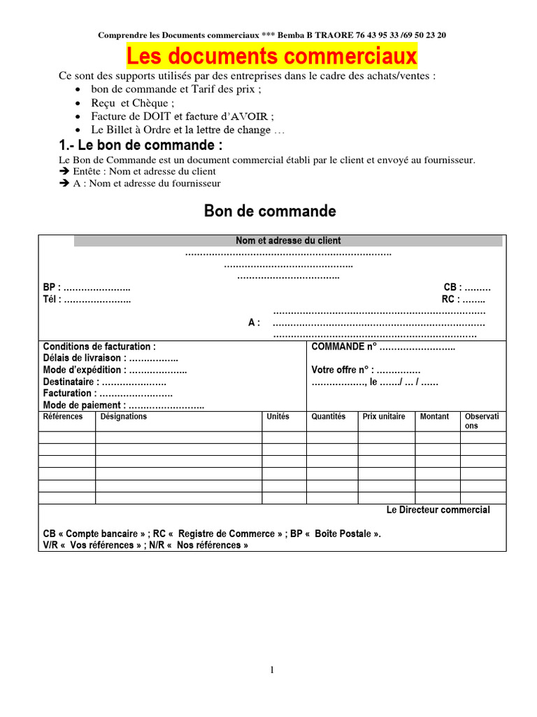 Guide des Documents Commerciaux PDF | PDF