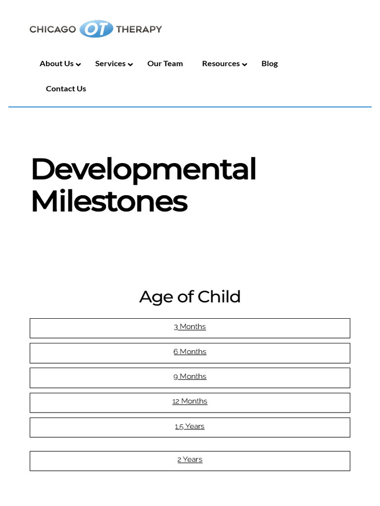 Developmental Milestones - Chicago Occupational Therapy | PDF | Hand ...