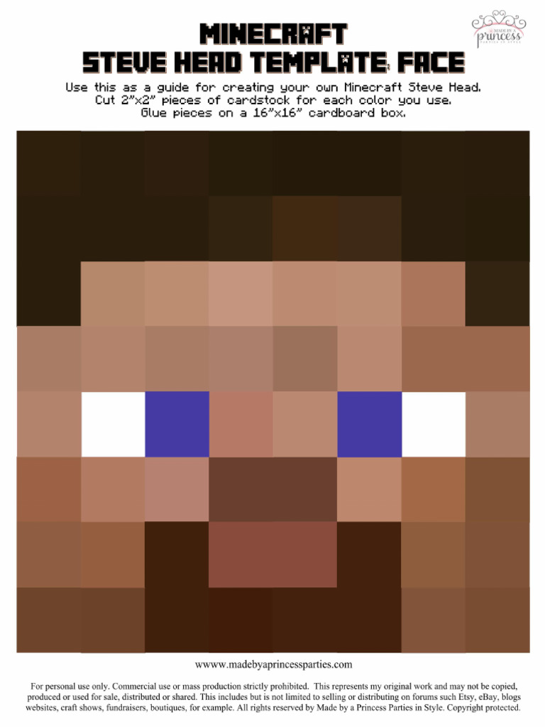 Minecraft Steve Head Template