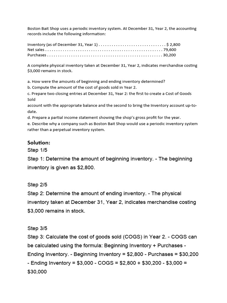 Boston Bait Shop Uses A Periodic Inventory System | PDF | Finance ...