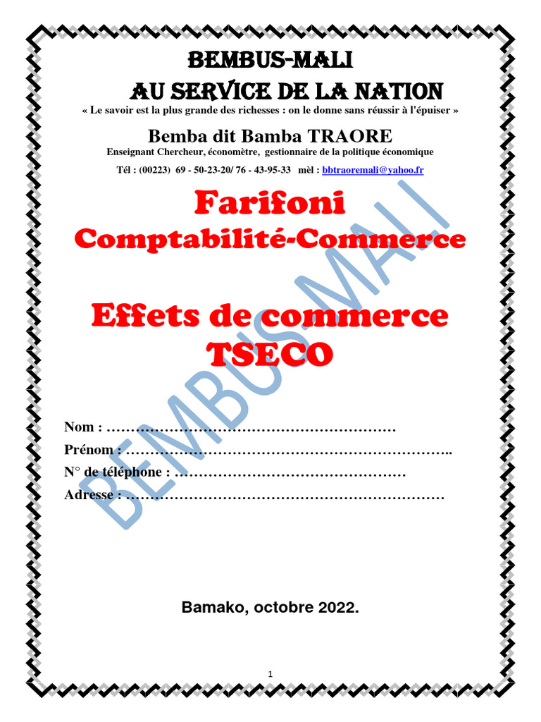 Effets de Com Corrigés | PDF | Effet de commerce | Facture