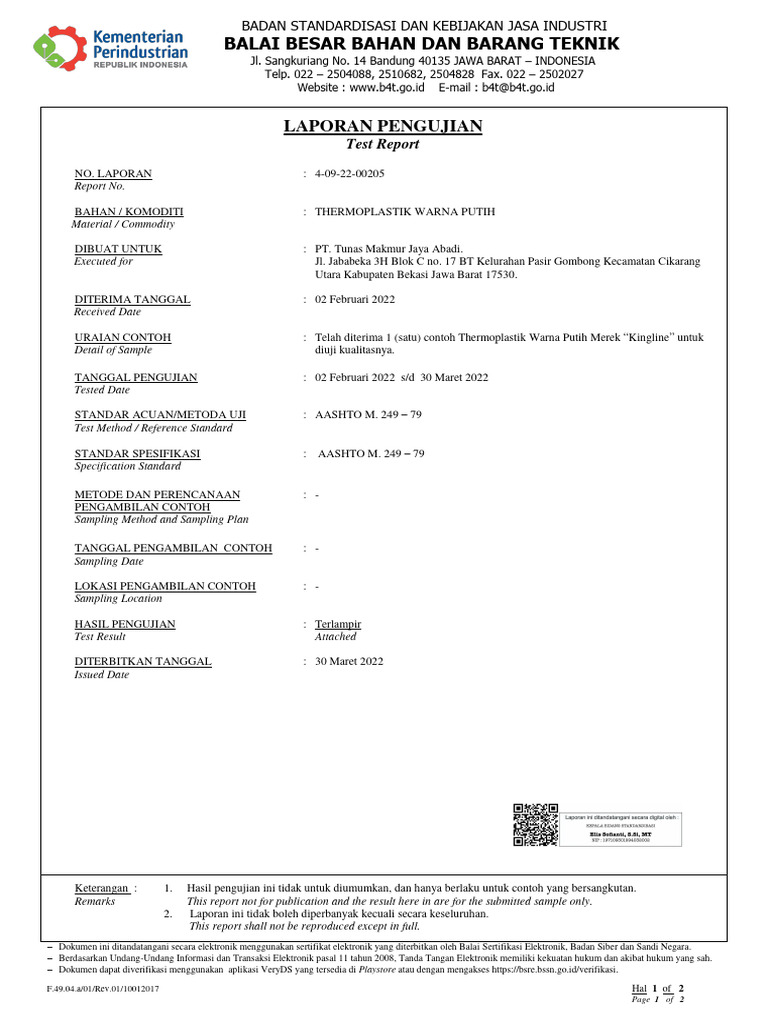 Thermoplastik Warna Putih Aashtoo m249-79 | PDF