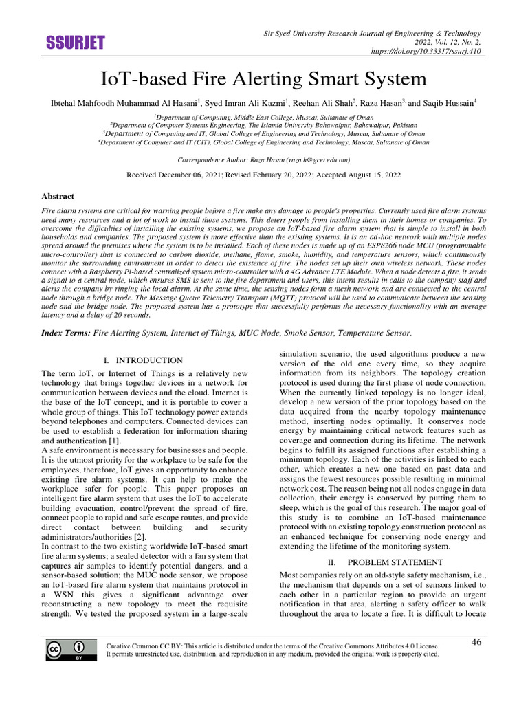 IoT Based Fire Alerting Smart System | PDF | Internet Of Things ...