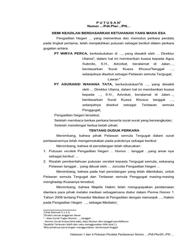 04 Putusan Perdata (Format Verzet - Kabul Perlawanan) - Final 17052013 ...