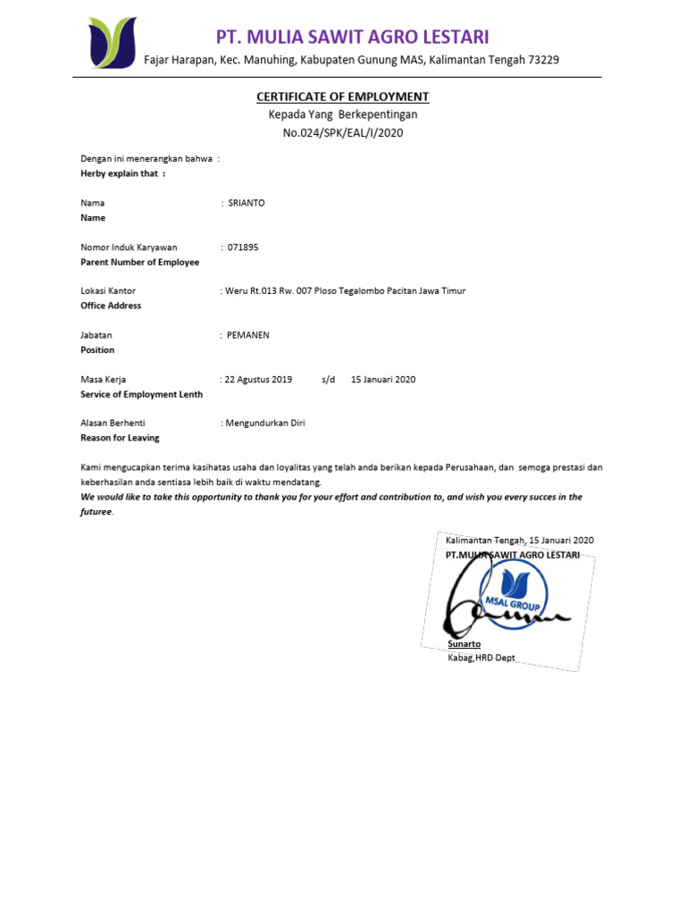 PT Mulia Sawit Agro | PDF