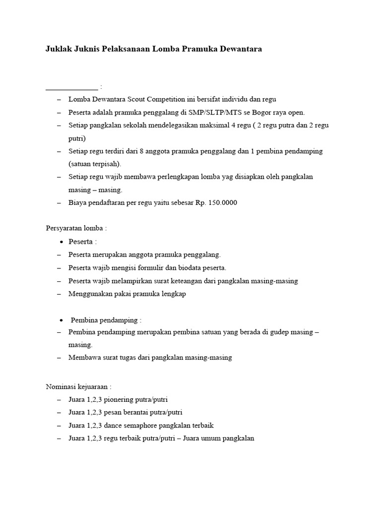 Juklak Juknis Lomba Pramuka | PDF