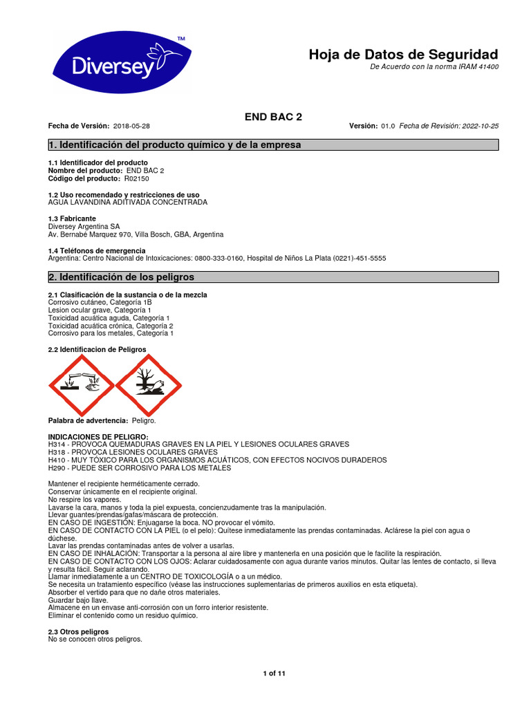 END BAC 2 Hoja Seguridad | PDF