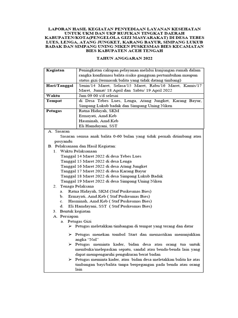 Laporan Perjalanan Dinas 2 Sweeping | PDF