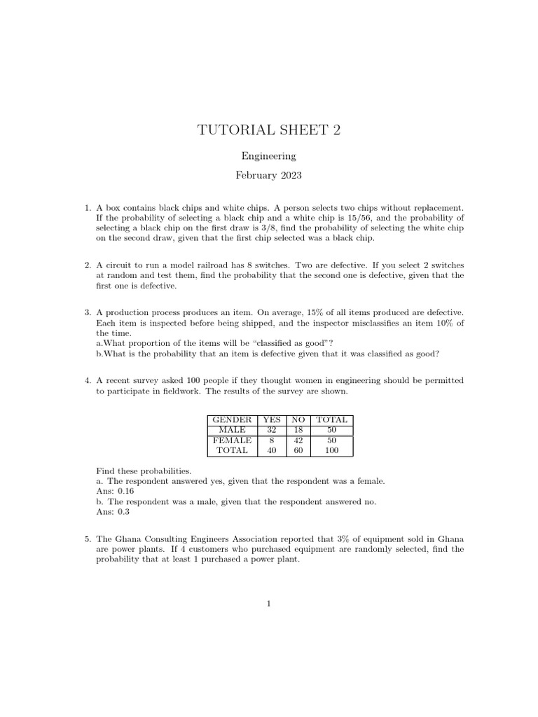 Tutorial Sheet 2 | PDF