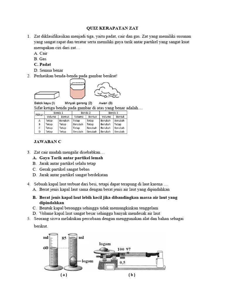 Soal Kerapatan Zat Kelas 7 IPA | PDF