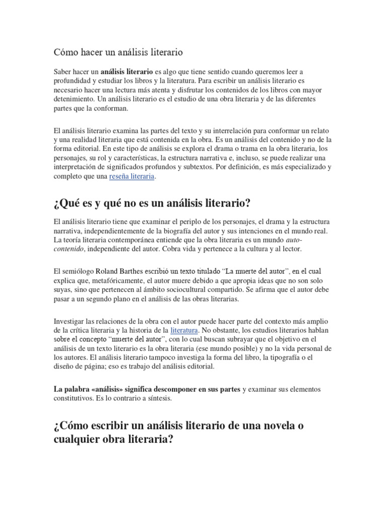 Guía para Análisis Literario Efectivo | PDF | Autor | Crítica literaria