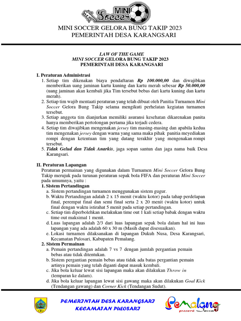 Law of The Game Mini Soccer GBT 2023 | PDF